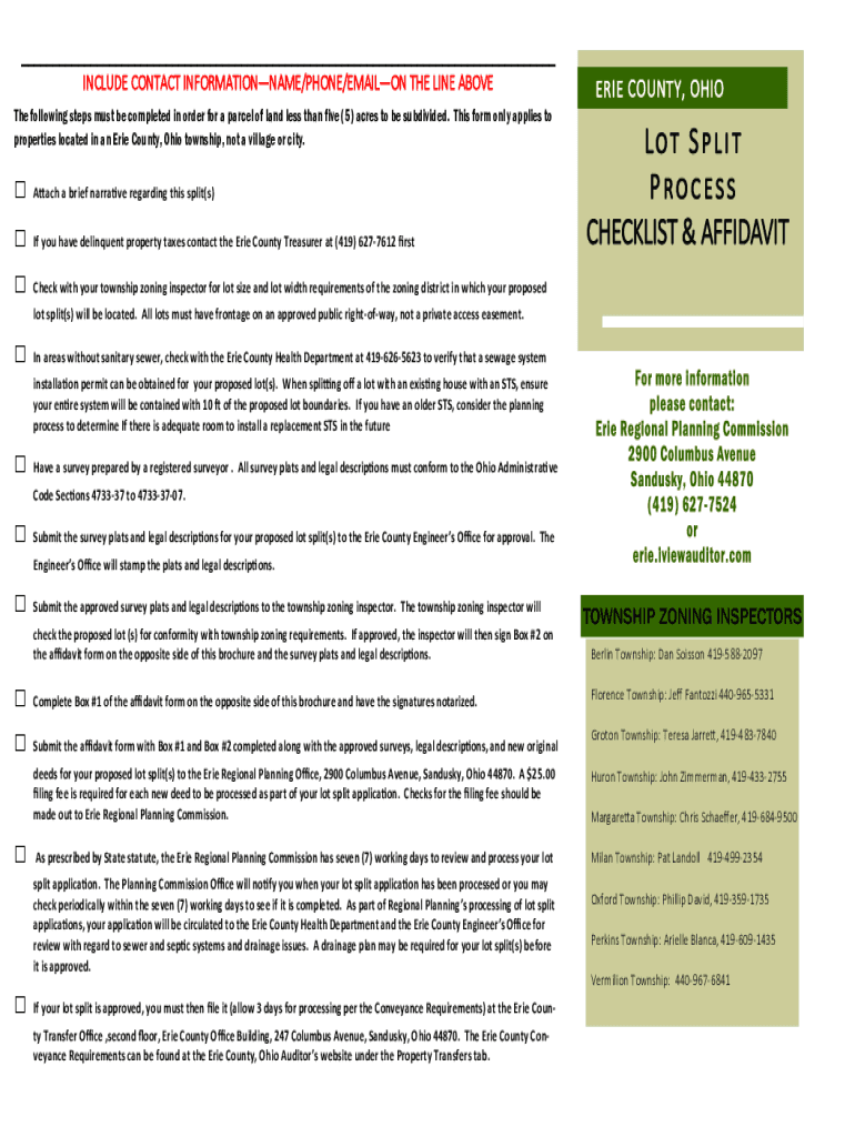 Fillable Online Lot Split Process CHECKLIST & AFFIDAVIT Fax Email Print ...