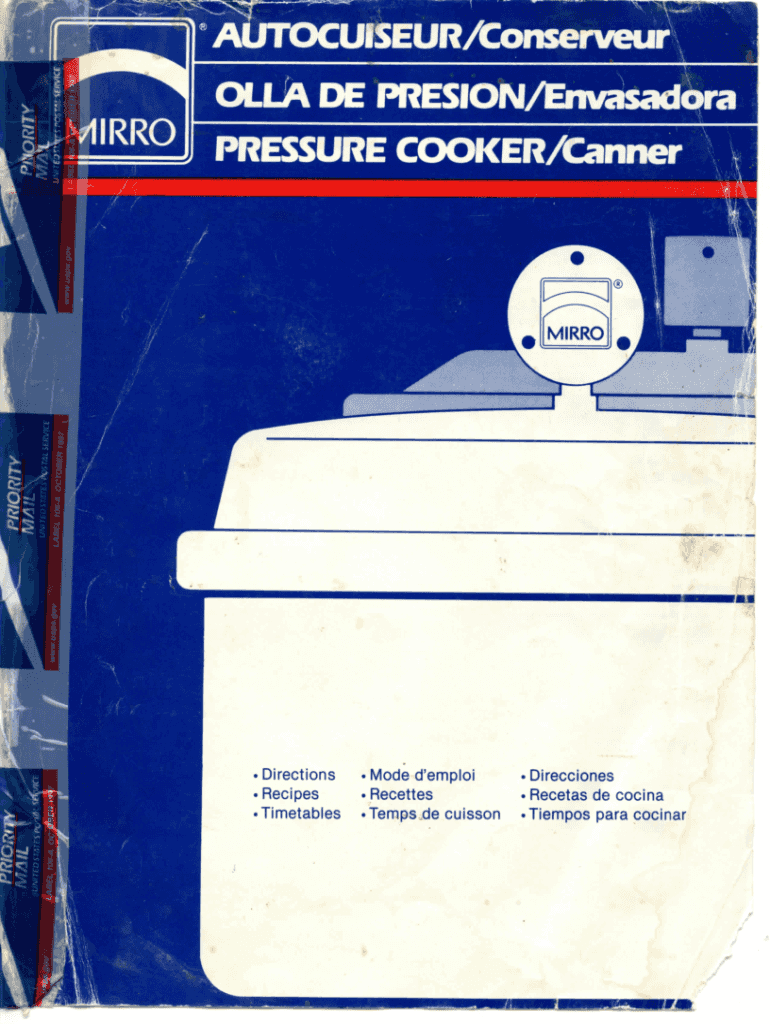 Fillable Online Download Mirro Pressure Cooker/Canner Autocuiseur ...