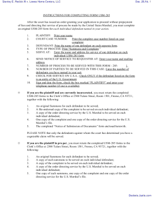 Fillable Online INSTRUCTIONS FOR COMPLETING FORM USM-285 Fax Email ...