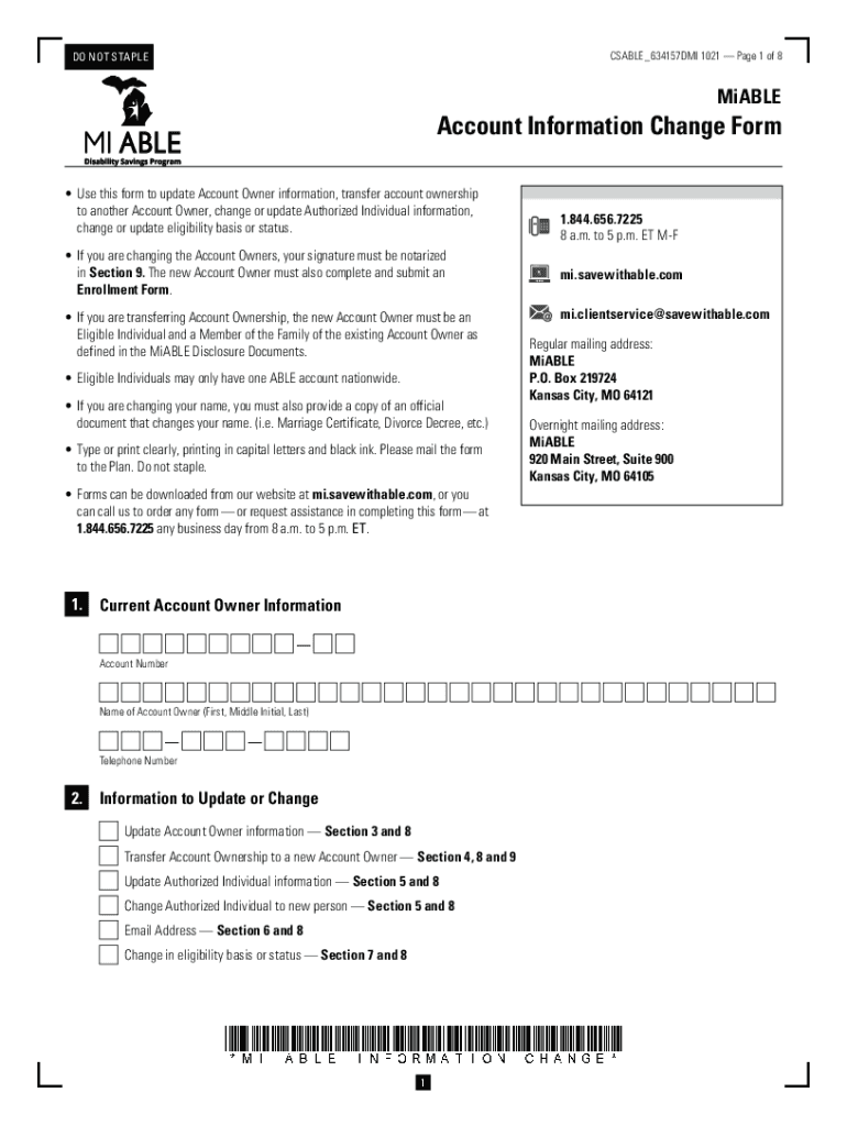 Fillable Online INvestABLE Indiana Account Information Change Form Fax ...