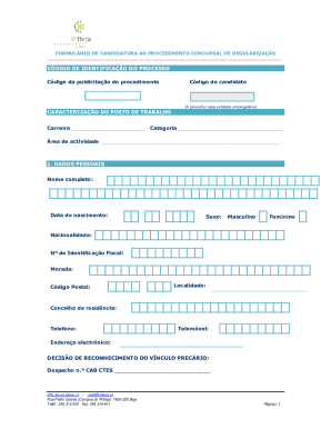 Fillable Online Get the free FORMULRIO DE CANDIDATURA AO PROCEDIMENTO - DGES Fax Email Print ...