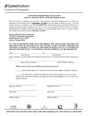 Fillable Online HOA 2019 Proxy Form - fancherheights.org Fax Email ...