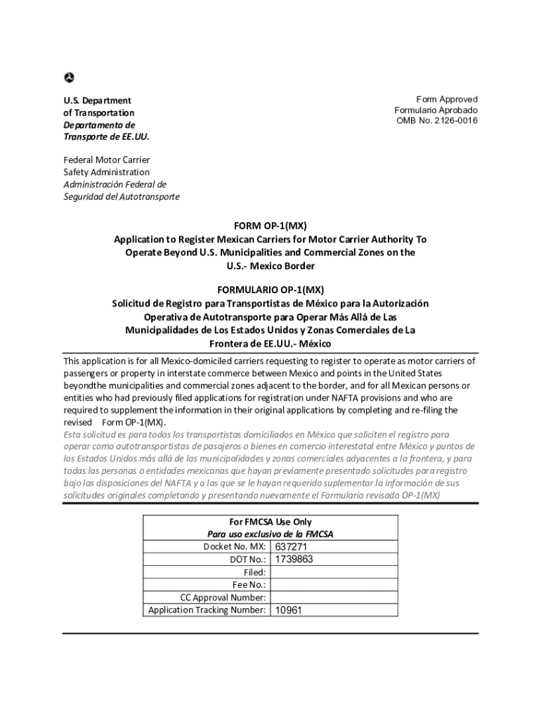 Fillable Online Fillable Online FORM OP-1(MX) Application to Register ...