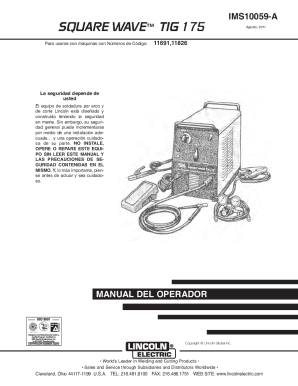 Fillable Online SQUARE WAVE TIG 175 - Lincoln Electric Fax Email Print ...