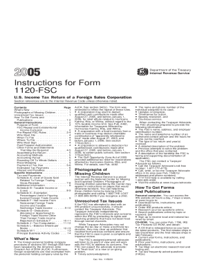 Fillable Online 2005 Instructions for Form 1120-FSC. Instructions for ...