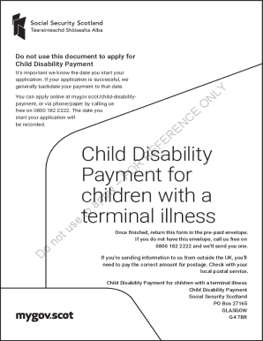 Fillable Online Child Disability Payment for children with a terminal ...