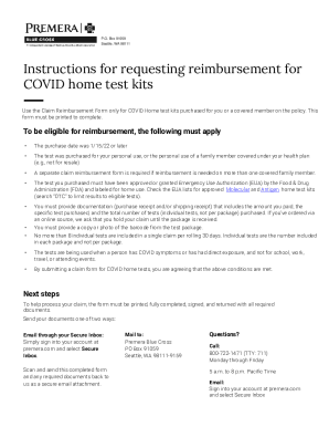 Fillable Online OTC COVID-19 Test Member Reimbursement Claim Form PBC ...