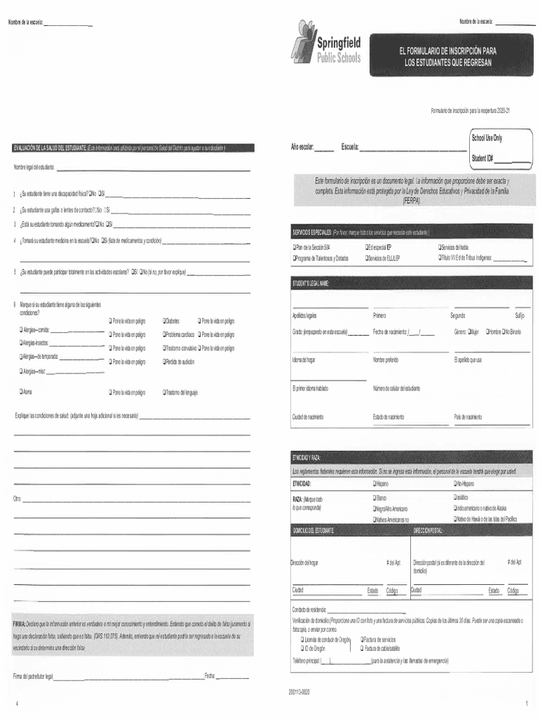 Fillable Online 4!J.!I Public Schools EL FORMULARIO DE INSCRIPCIN PARA ...