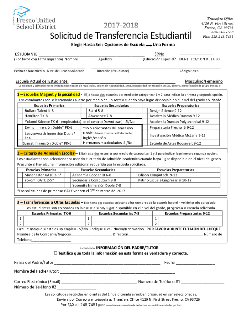 Fillable Online Transfers Office Student Transfer Request Fax Email Print - pdfFiller