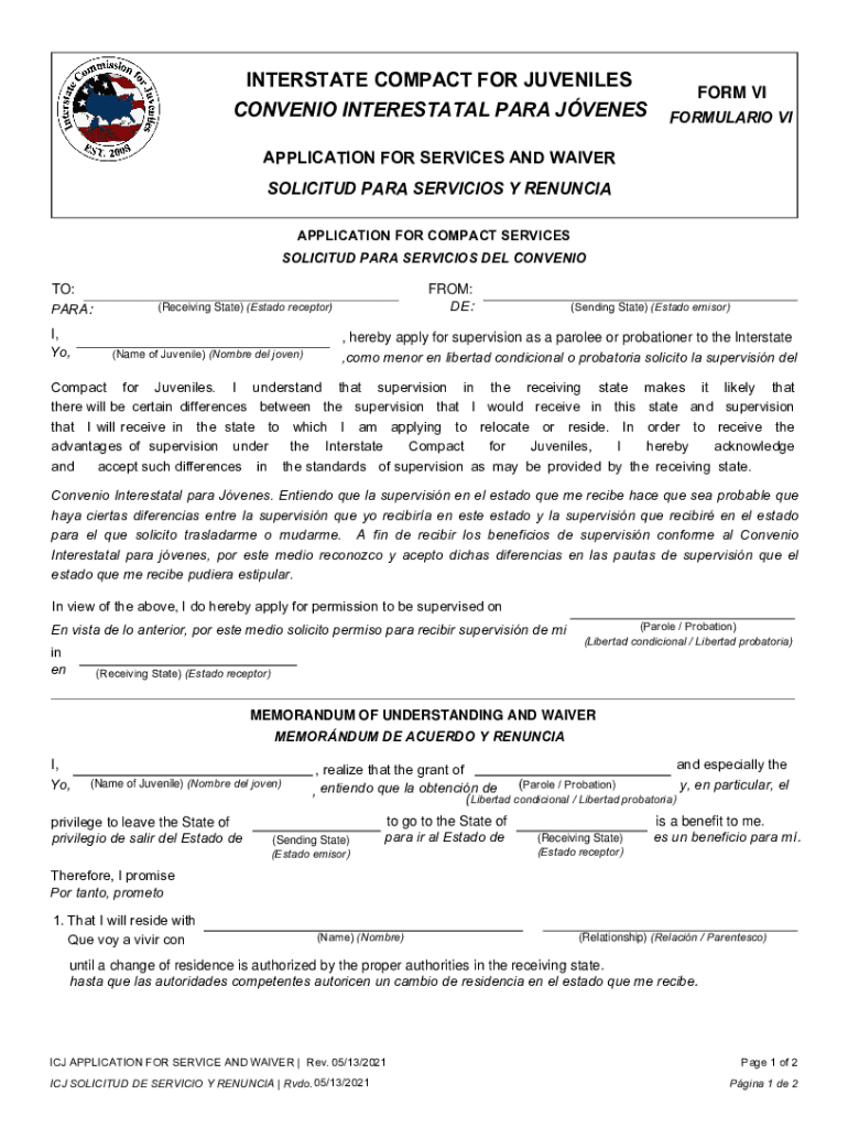 Fillable Online INTERSTATE COMPACT FOR JUVENILES FORM VI Fax Email ...