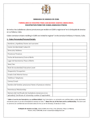 Fillable Online registration form for cuban-jamaican citizens ...
