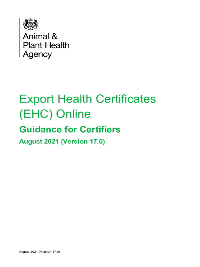Fillable Online Export Health Certificates Online - GOV.UK Fax Email ...