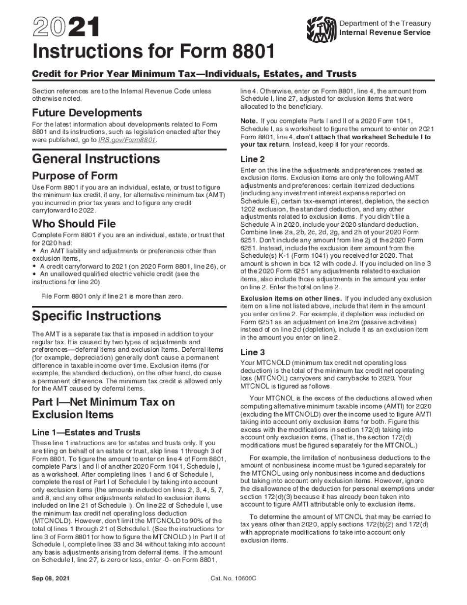 Instructions For 8801 - Fillable and Editable PDF Template