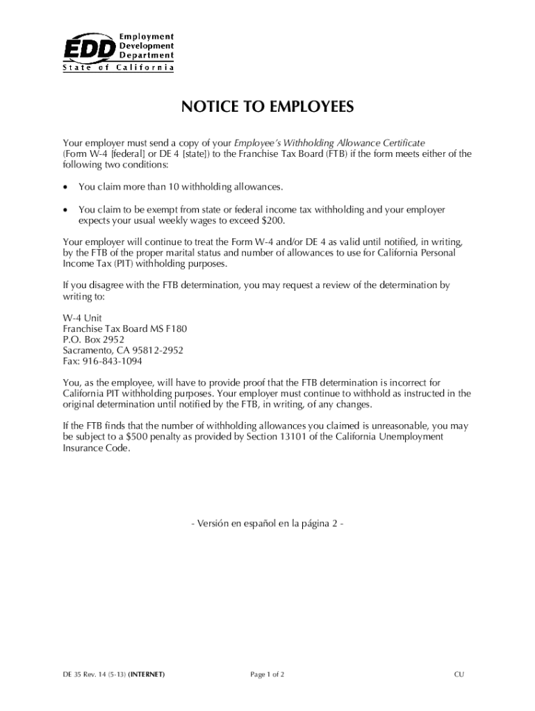 Fillable Online formspal.compdf-formsotherNOTICE TO EMPLOYEES Fax Email ...