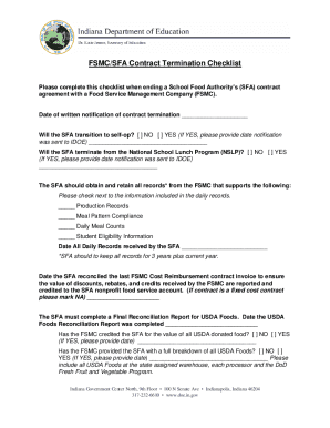 Fillable Online Fillable Online FSMC/SFA Contract Termination Checklist ...