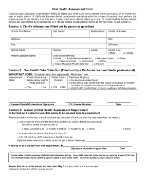 Fillable Online Fillable Online Oral Health Assessment Form - Health ...