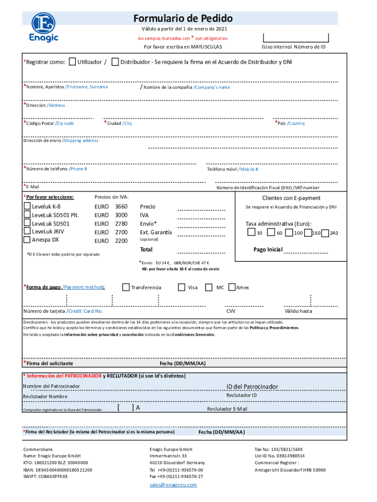Fillable Online www.enagic.commediapdfviewerFormulario de Pedido ...