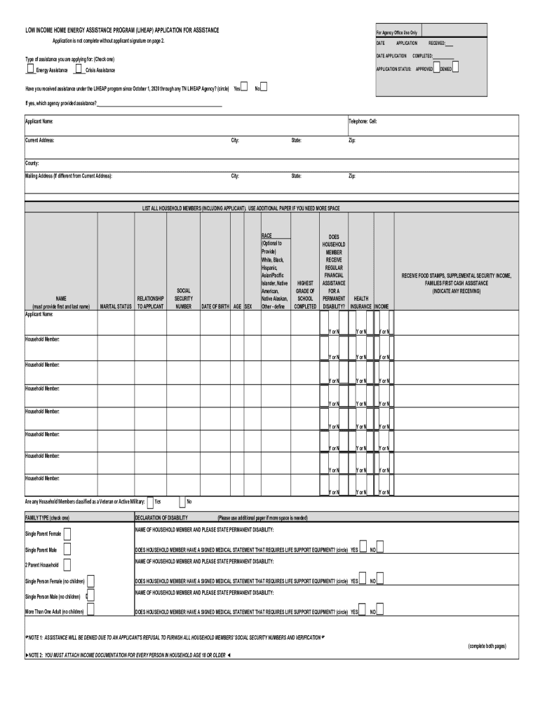 Fillable Online connect chattanooga Liheap Paper Application Fax Email ...