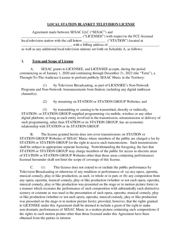 Fillable Online CABLE TELEVISION LICENSE AGREEMENT Sample ClausesLaw ...