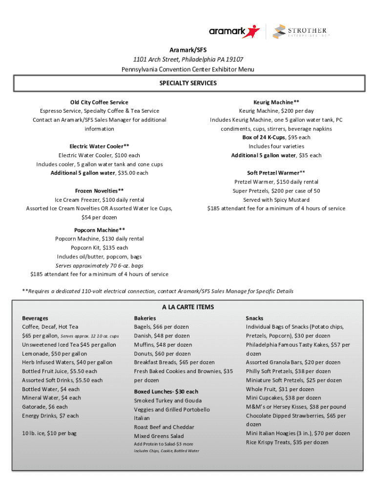 Fillable Online Fillable Online Aramark Corp 1101 Arch St Philadelphia ...