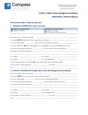 Fillable Online CLIENTS FORM / Datos de Registro de Clientes INDIVIDUAL ...