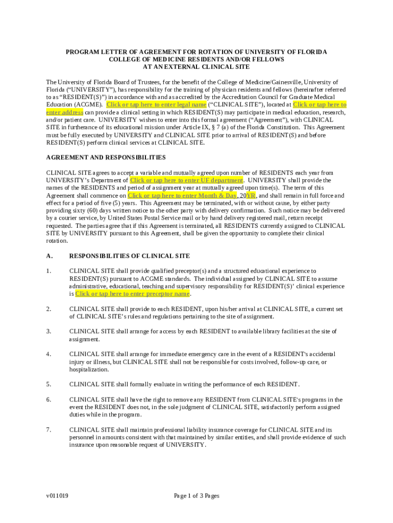 AGREEMENT FOR ROTATION OF UNIVERSITY OF FLORIDA COLLEGE OF ... - gme ...