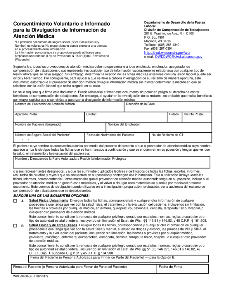 Fillable Online dwd wi WKC-9488-S, Voluntary and Informed Consent for ...