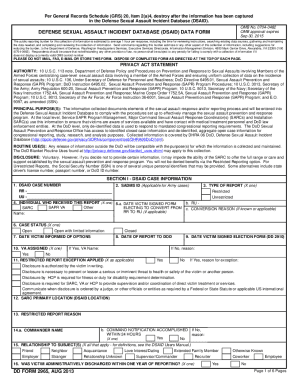 Fillable Online DD Form 2965, Defense Sexual Assault Incident Database ...
