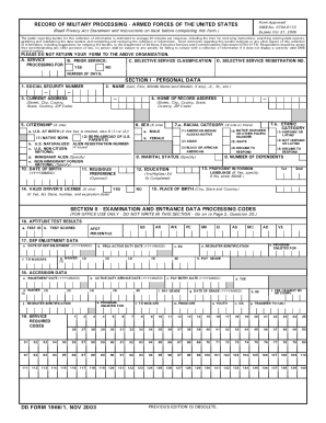 Fillable Online DD Form 1966, Record of Military Processing - Armed ...