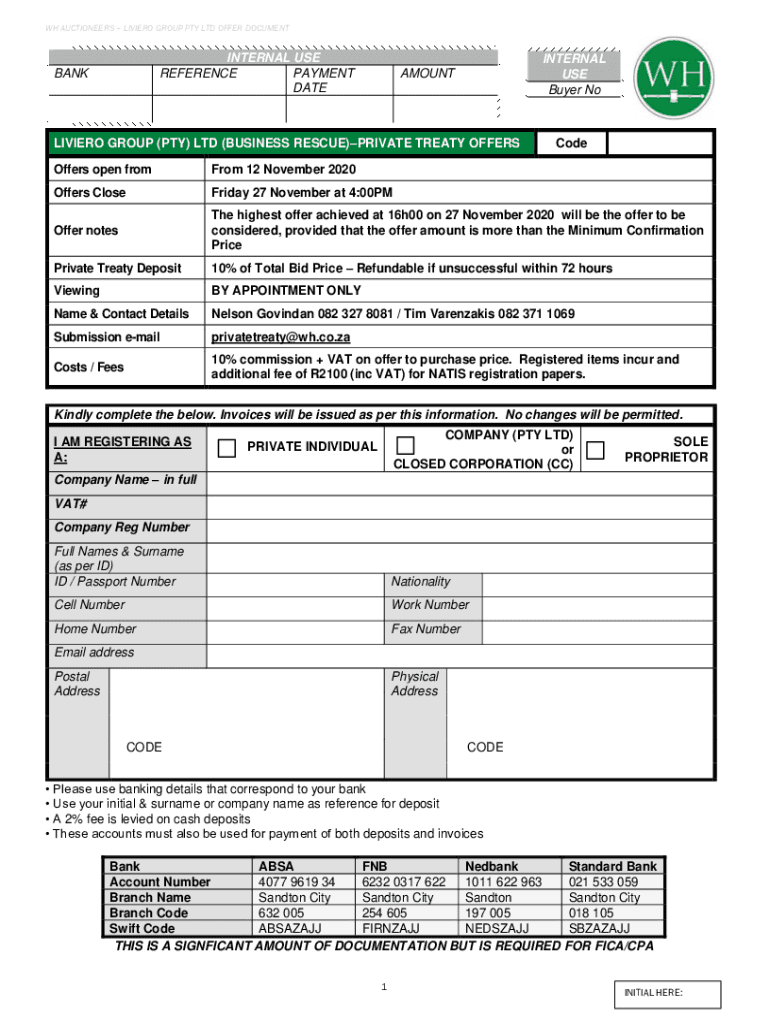 Fillable Online Fillable Online LIVIERO GROUP (PTY) LTD (BUSINESS ...