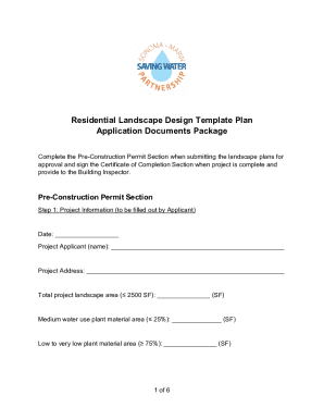 Fillable Online Residential Landscape Design Template Plan Application ...