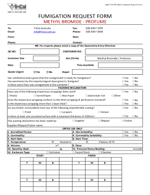 Fillable Online FUMIGATION REQUEST FORM - TriCal Australia Fax Email ...