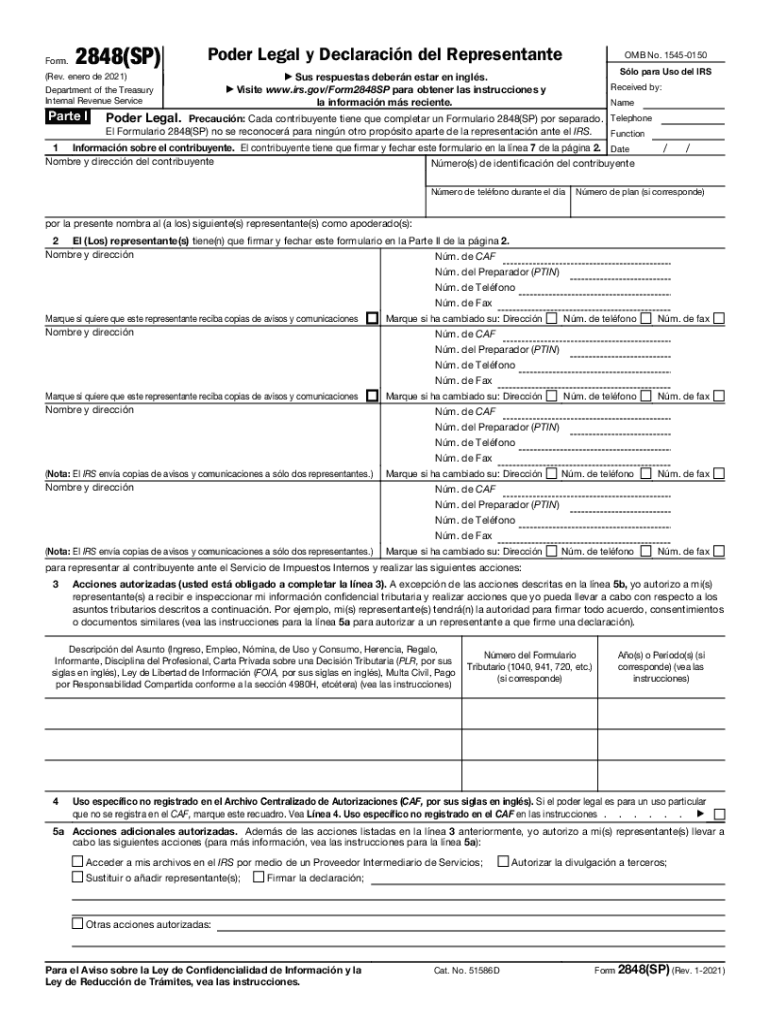 IRS 2848SP Form - Fill Online, Printable, Fillable, Blank - pdfFiller