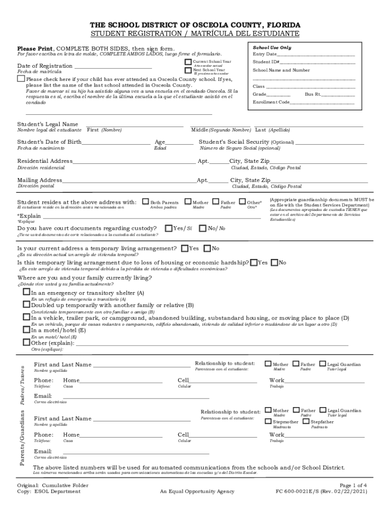 Fillable Online Registration Packet 2018 - The School District of ...