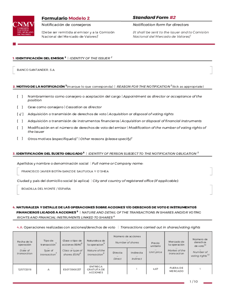 Fillable Online web3.cmvm.pt sdi emitentesFormulario Modelo 2 Standard ...