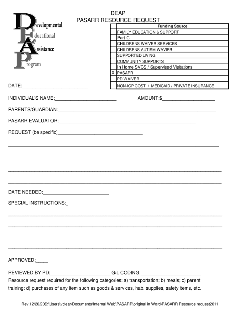 Fillable Online deapmontana.org montana uploadsDEAP PASARR RESOURCE ...
