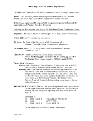 White Page CAPTION PROOF Request Doc Template | pdfFiller