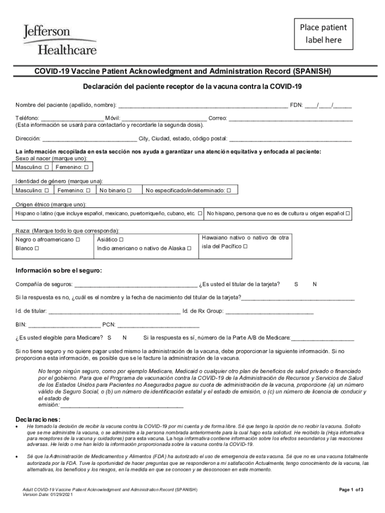 Fillable Online DOC Template: COVID-19 Vaccine Screening and Agreement ...