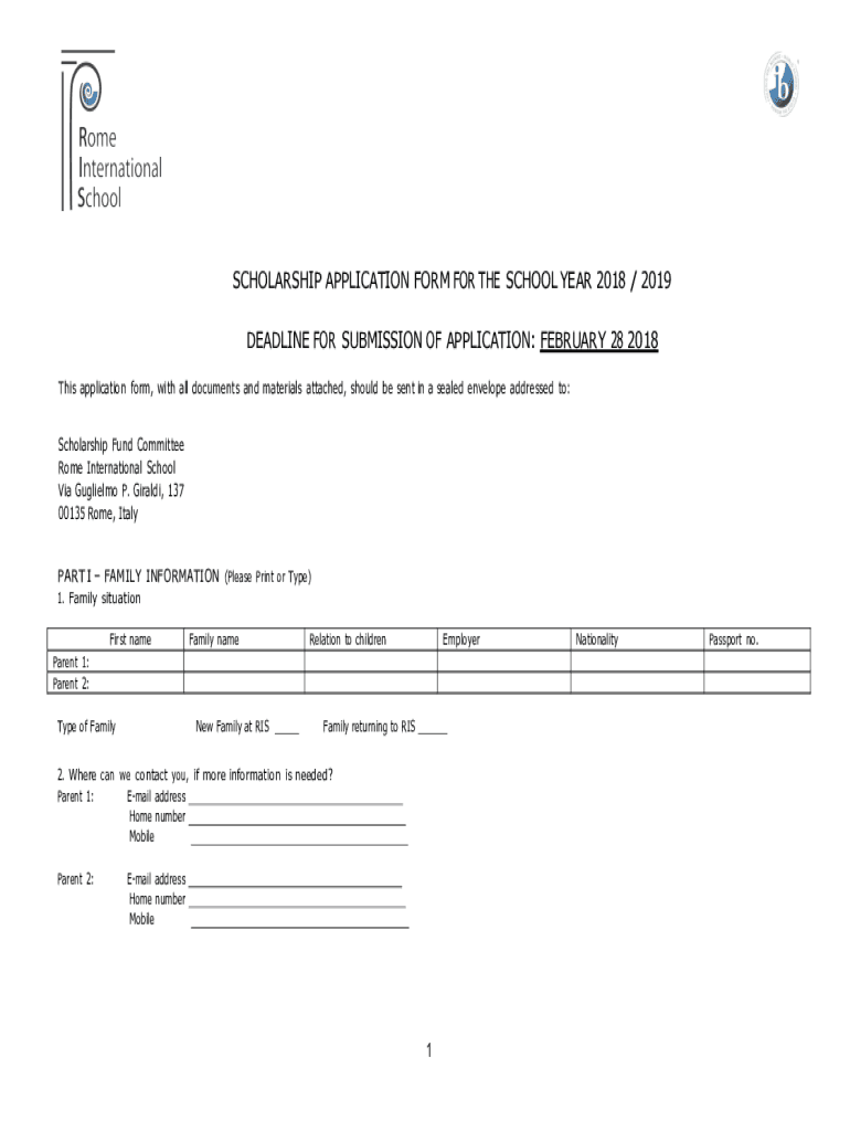 Fillable Online 2018-2019 Scholarship Application - Free Online Form ...