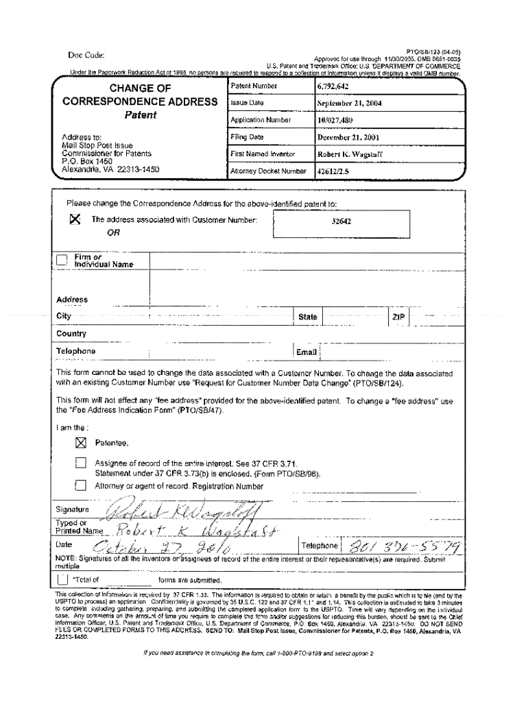 Fillable Online www.signnow.comfill-and-sign-pdf-form25813Sb 123 Uspto ...