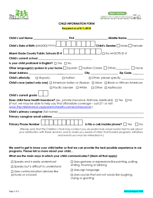 Fillable Online www.2care2teach4kids.comchild-information-formsChild ...