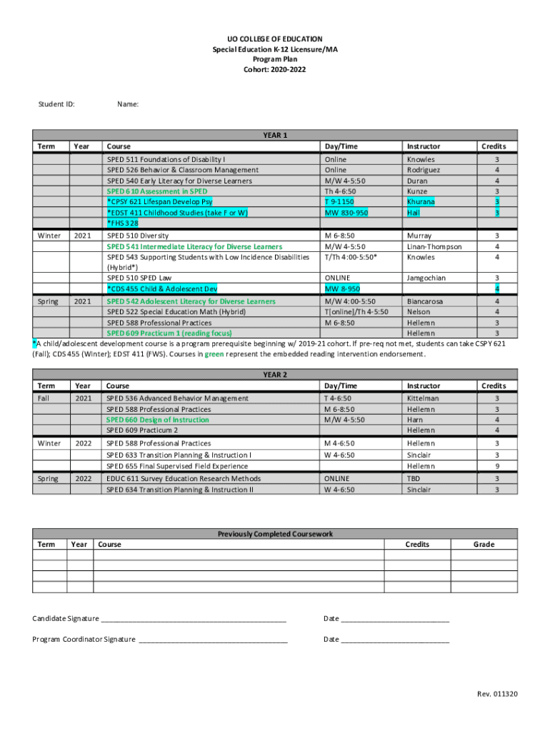 Fillable Online education uoregon UO COLLEGE OF EDUCATION - education ...