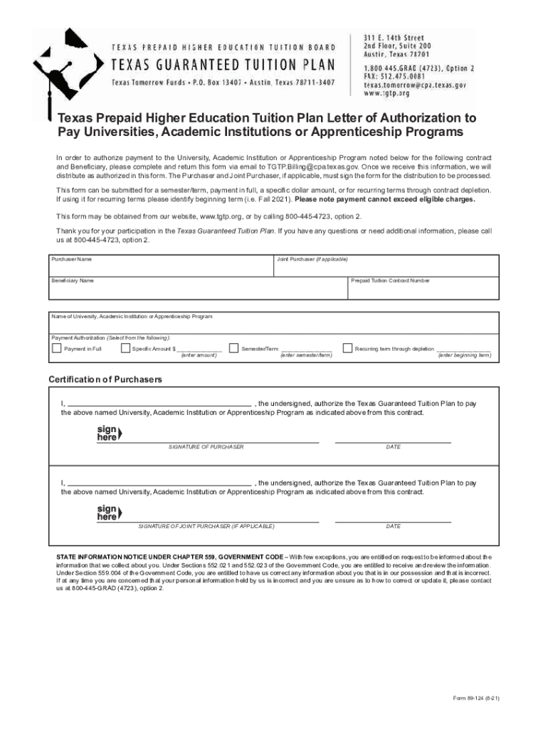 Fillable Online Letter of Authorization to Pay University, Academic Institutions and ...