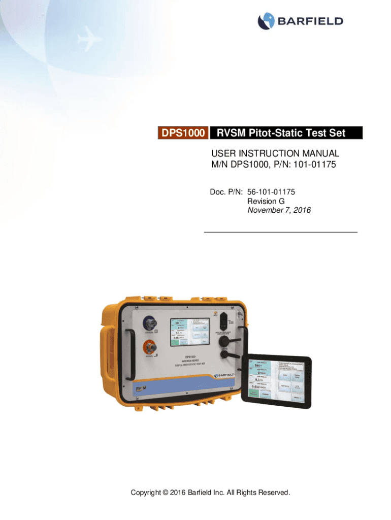 Fillable Online Fillable Online RVSM Pitot-Static Test Set Fax Email ...