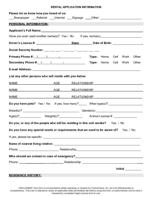 Fillable Online Turbotenant Rental Application - Free Landlord Software ...