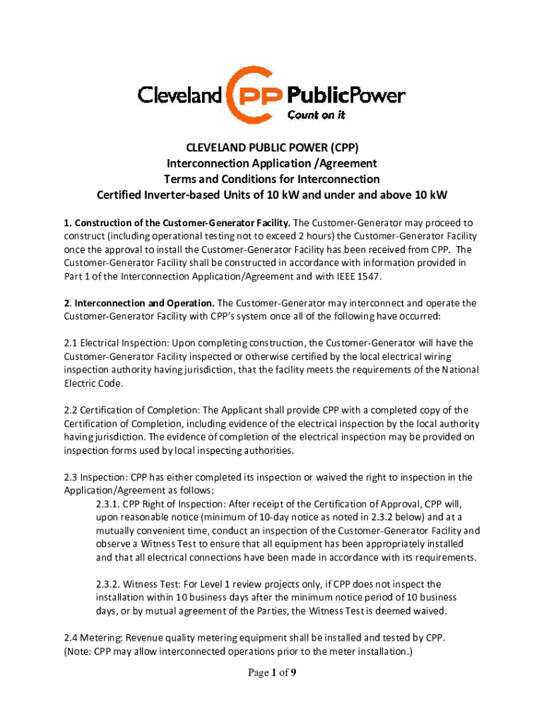 Fillable Online Fillable Online INTERCONNECTION APPLICATION/AGREEMENT ...