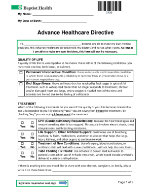 Fillable Online Advance Directive Registration Form Fax Email Print ...