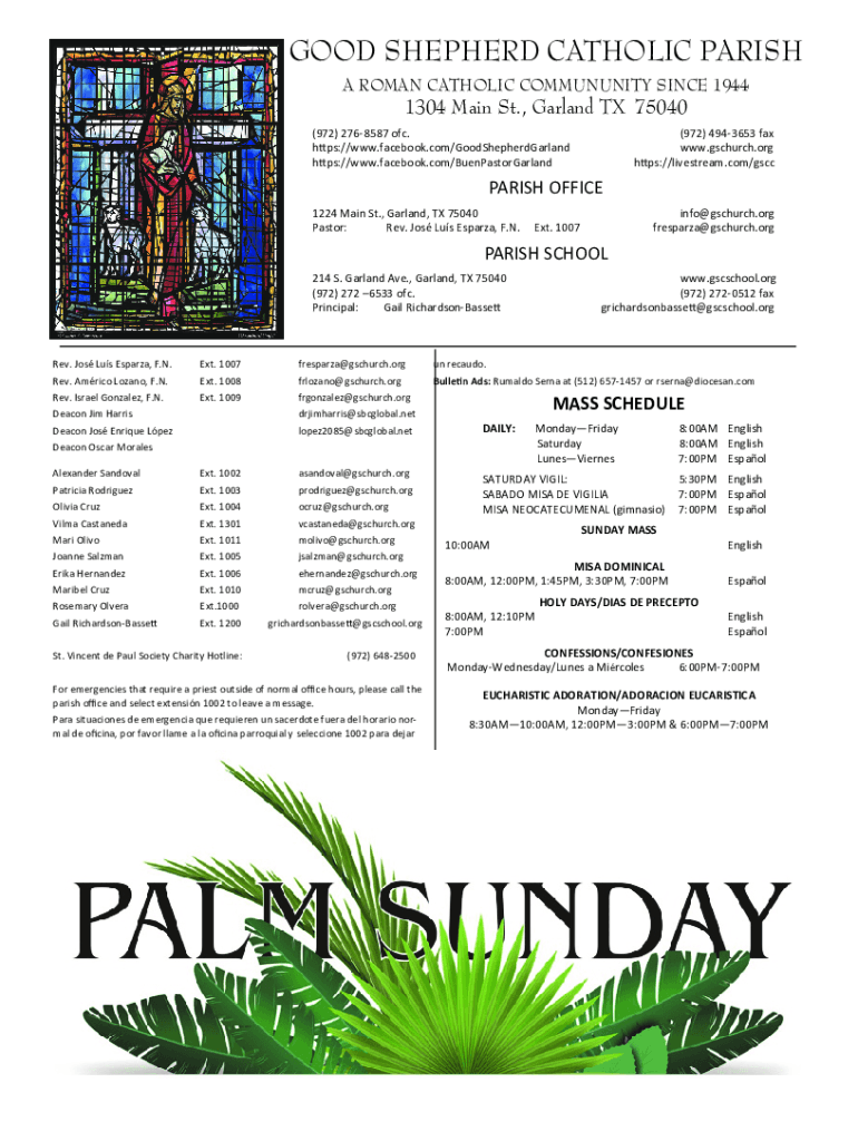 Fillable Online GOOD SHEPHERD CATHOLIC PARISH Fax Email Print - pdfFiller