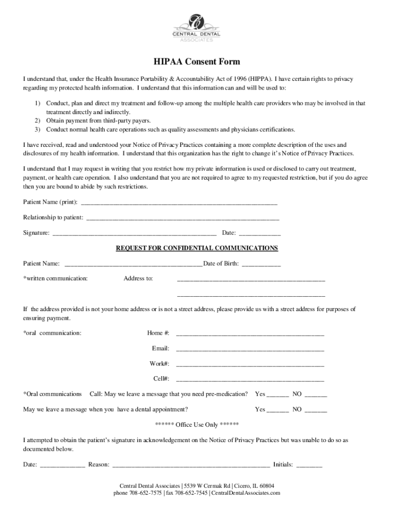 Fillable Online HIPAA Acknowledgement and Consent Form - Dr Mike Chua ...
