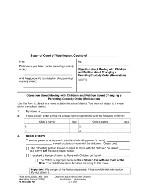 Fillable Online Court Forms - Objection about Moving with Children ...